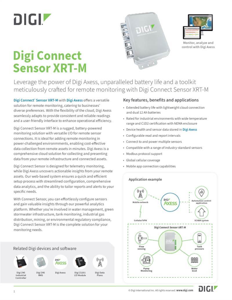 Digi Connect Sensor XRT-M | Remote Monitoring for Industrial Sensing